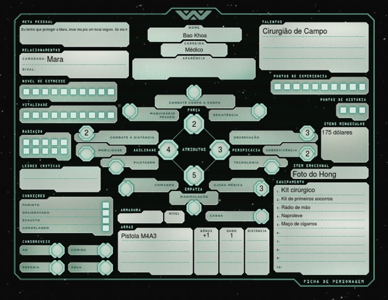 Alien RPG - Ficha Editavel PT-BR PDF | PDF