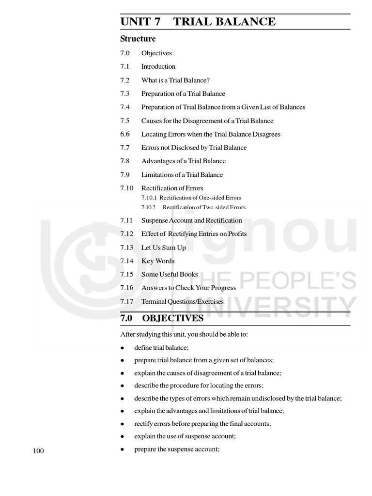 Unit-7 Trial Balance PDF | PDF | Law
