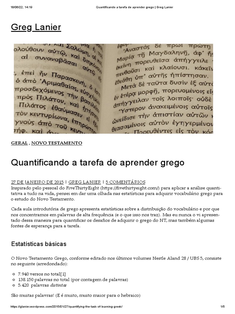 Quantificando a tarefa de aprender grego _ Greg Lanier.pdf | PDF | Novo ...