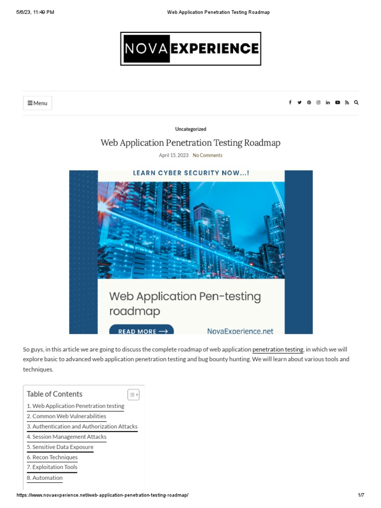 Web Application Penetration Testing Roadmap | PDF
