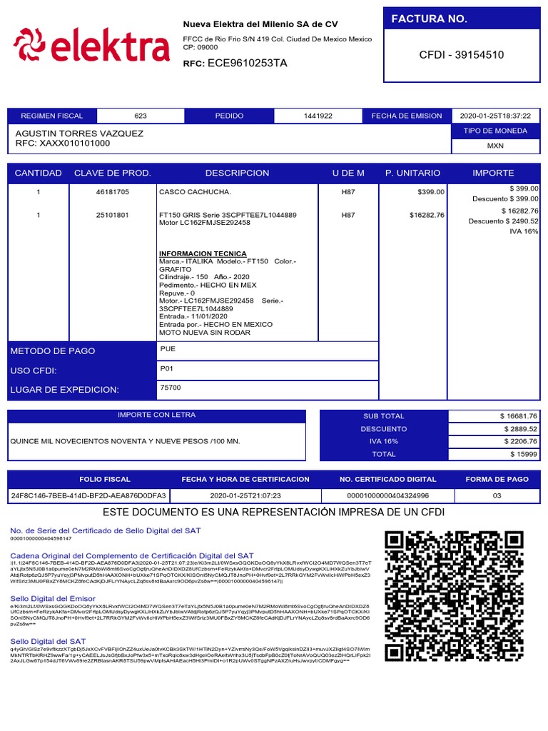 Factura Elektra | PDF