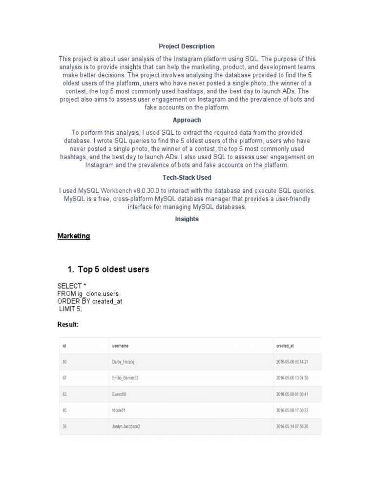Instagram User Analytics | PDF Instagram User Analytics | PDF