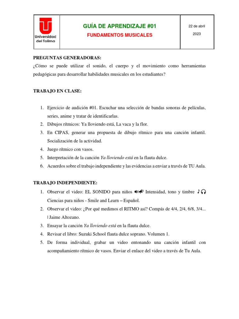 Guia de Aprendizaje #01 | PDF