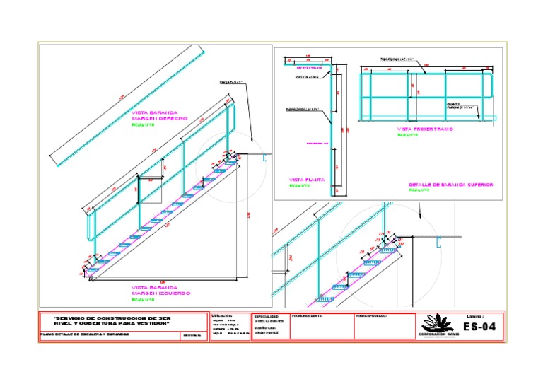 Plano Detalles de Escalera y Baranda PDF | PDF