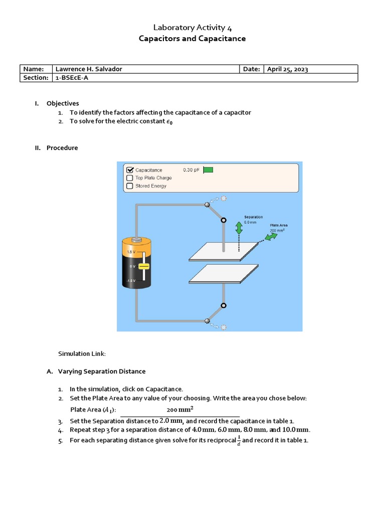 Physics Lab 3 Capacitors PDF | PDF