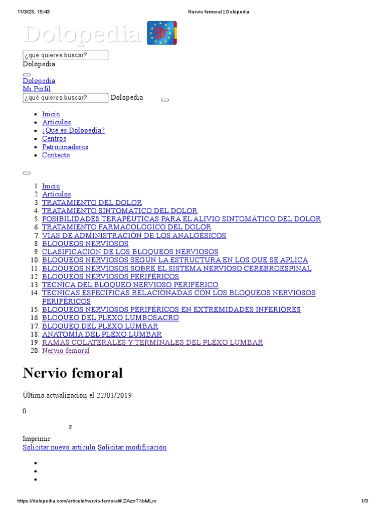 Nervio Femoral - Dolopedia | PDF