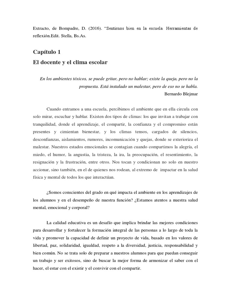 Bompadre, Clima y Percepción Docente Cap 1 y 2 PDF | PDF | Aprendizaje ... Bompadre, Clima y Percepción Docente Cap 1 y 2 PDF | PDF | Aprendizaje ...