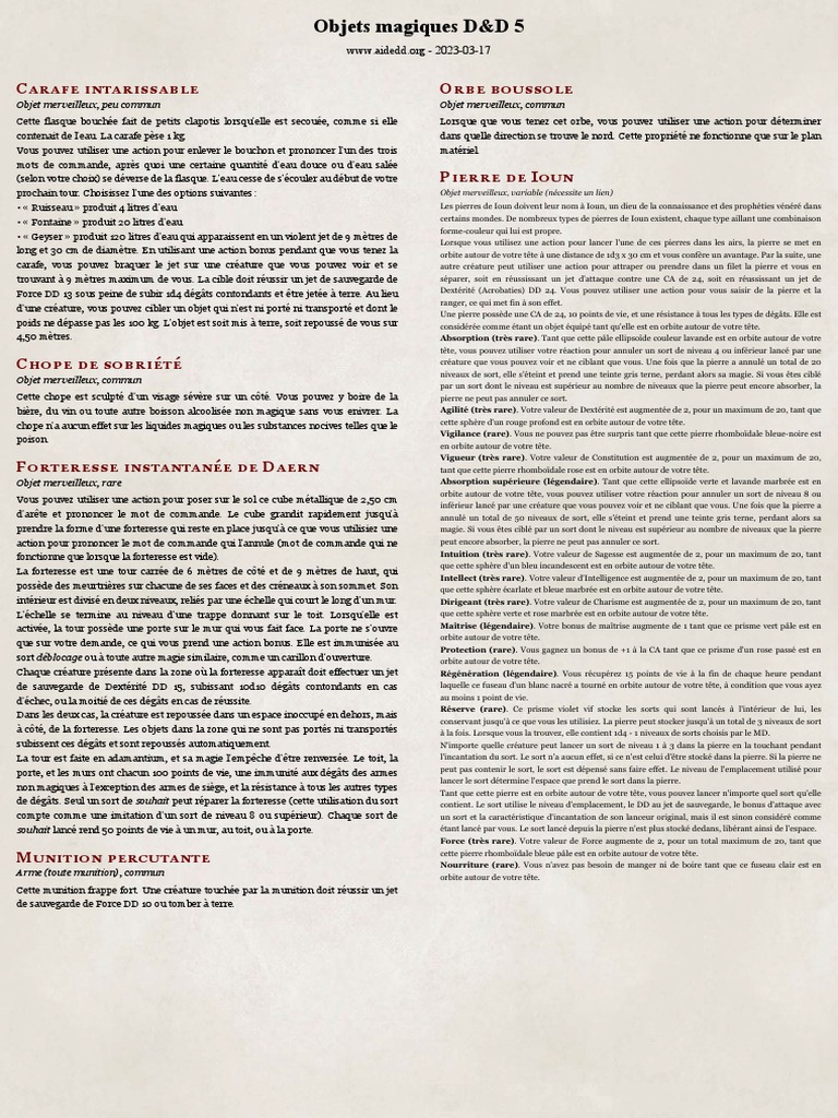 Magic Items Dungeons & Dragons 1 - D&D 5e PDF | PDF