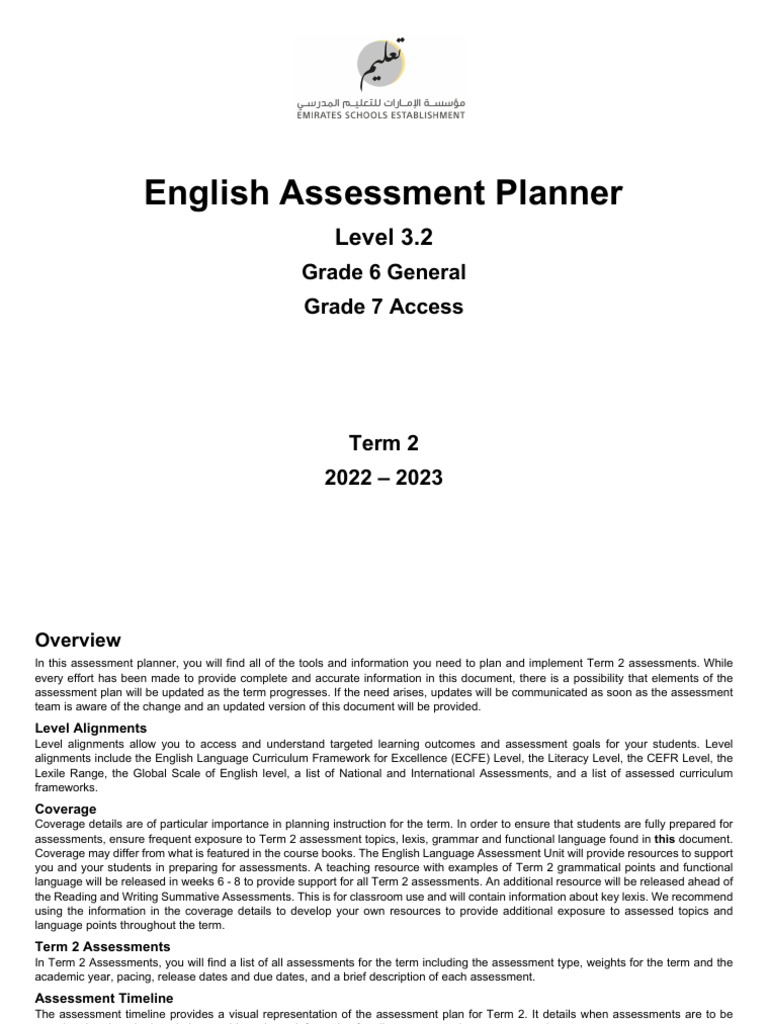 Level 3.2 - 6 Gen & 7 Access - English Assessment - Term2 - 2022-2023 PDF | Download Free PDF ...