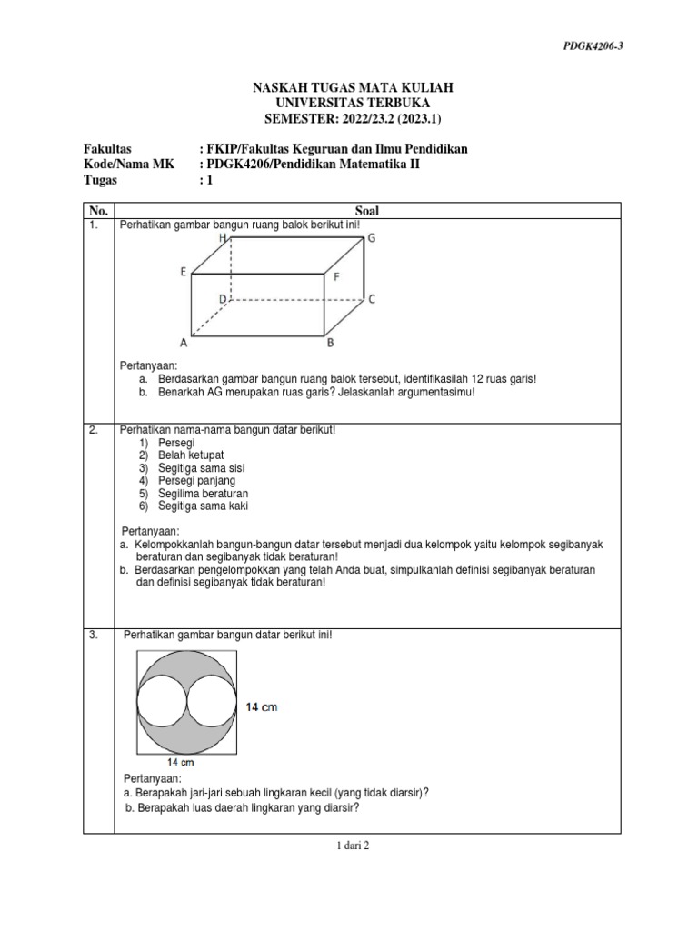 Soal Pdgk4206 Tmk1 3 | PDF