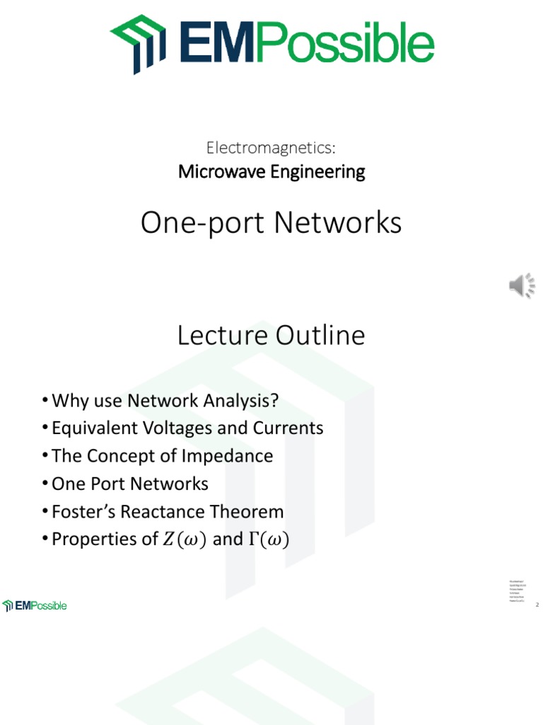 Lecture 6a One Port Networks | PDF
