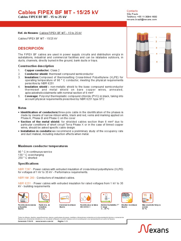 FIPEX BF MT Cables: 15/25 kV Specs | PDF