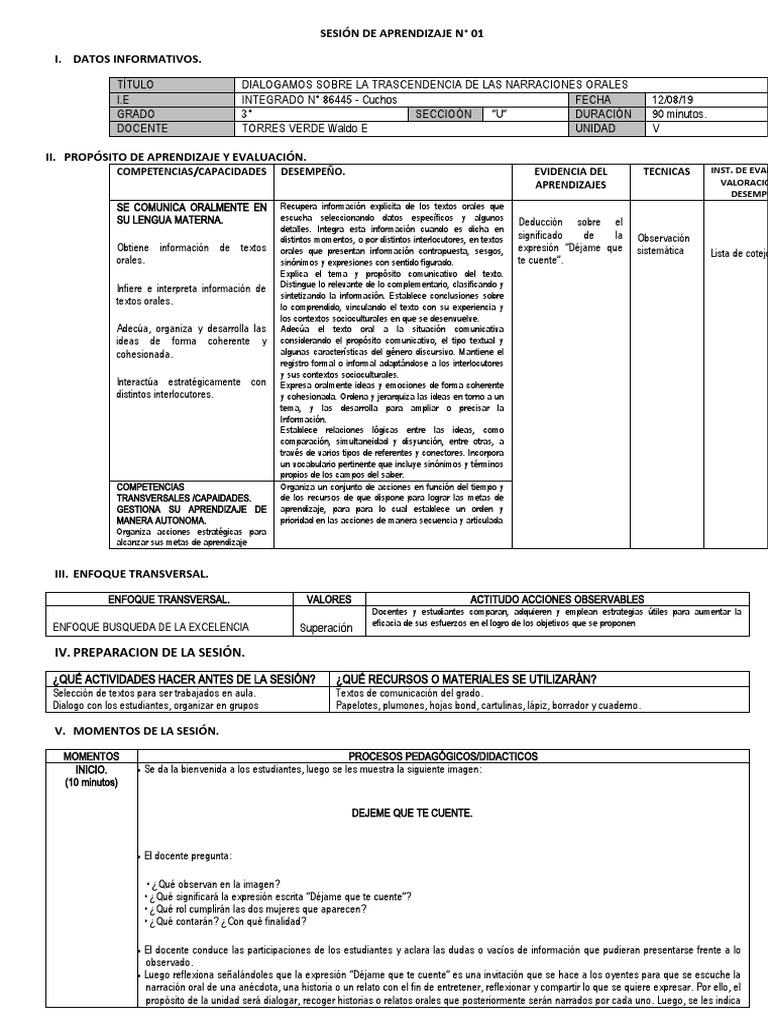 Sesión de Aprendizaje 3 | PDF | Aprendizaje | Perú