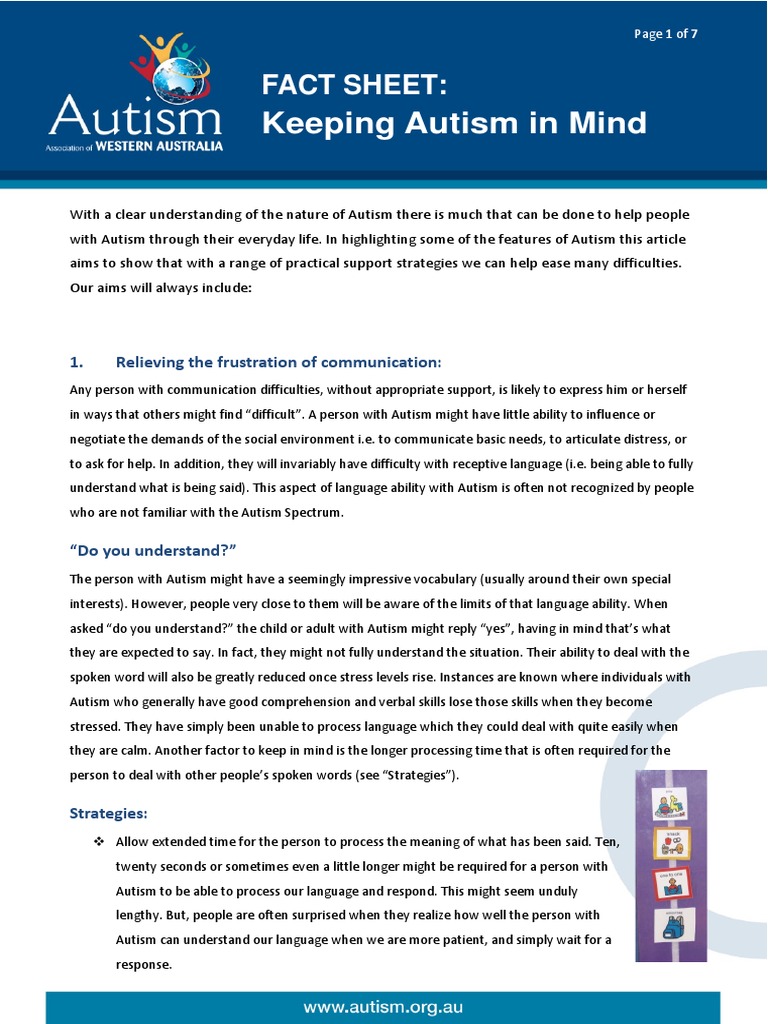 Fact Sheet Keeping Autism in MindPDF PDF | PDF | Autism Spectrum ...