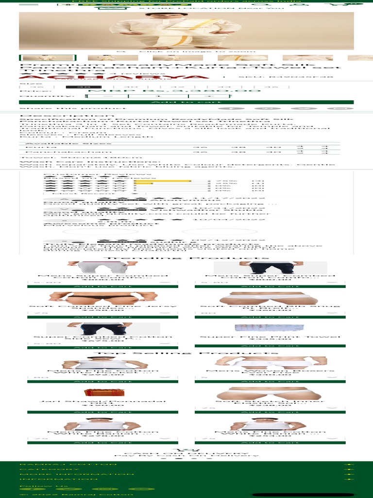 Premium ReadyMade Soft Silk Panchakacham+Kurta+Towel Set Trinethra PDF | PDF | Softlines (Retail ...