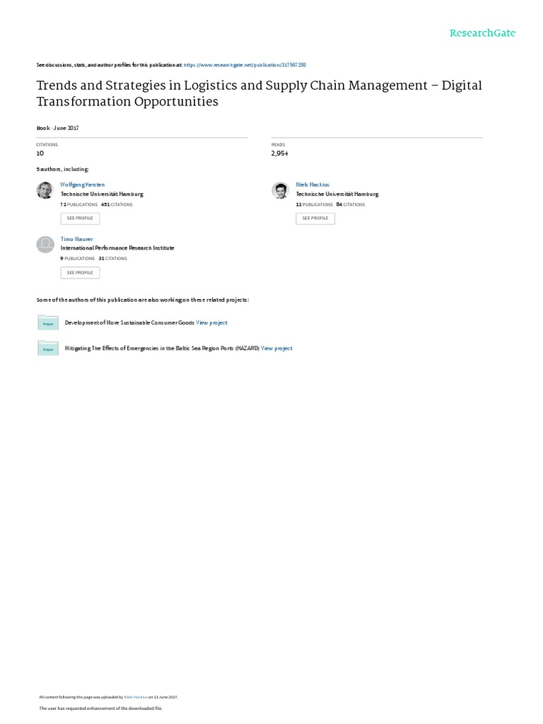 Trends and Strategies in Logistics and Supply Chain Management ...
