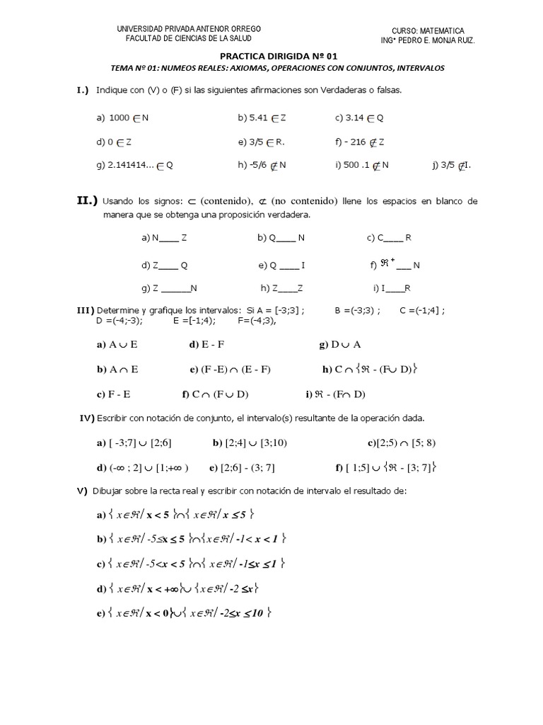 Practica Dirigida #01 Intervalos | PDF