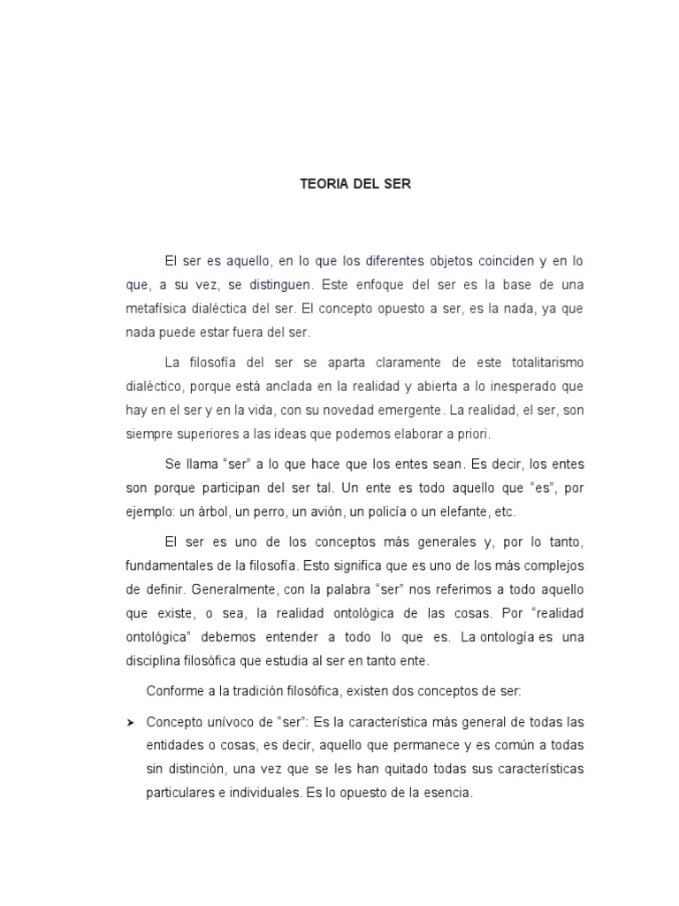 Teoria Del Ser | PDF | Realidad | Ontología
