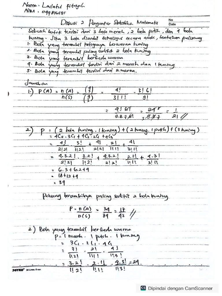 Lailatul Fitriyah - Diskusi 2 Pengantar Statistika Matematis PDF | PDF