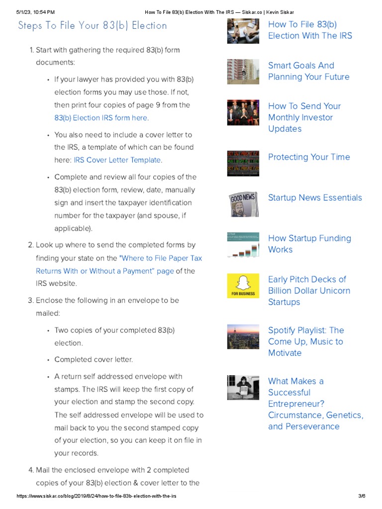 How To File 83 (B) Election With The IRS - Siskar - Co - Kevin Siskar ...