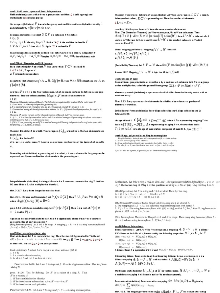 Edinburgh Uni Algebra Notes | PDF