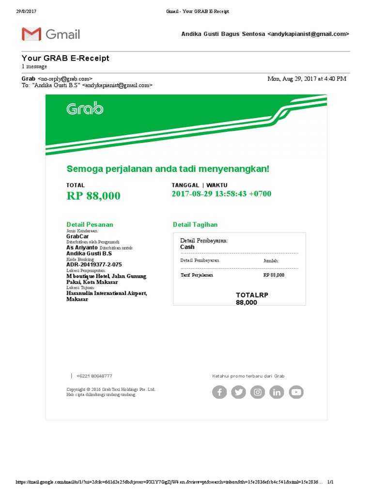 Invoice Taksi Grab 88 000 | PDF