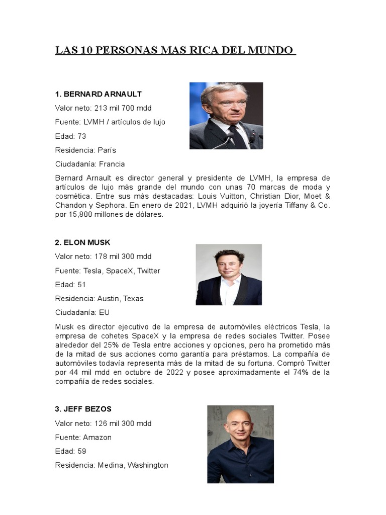 Las 10 Personas Mas Rica Del Mundo | PDF