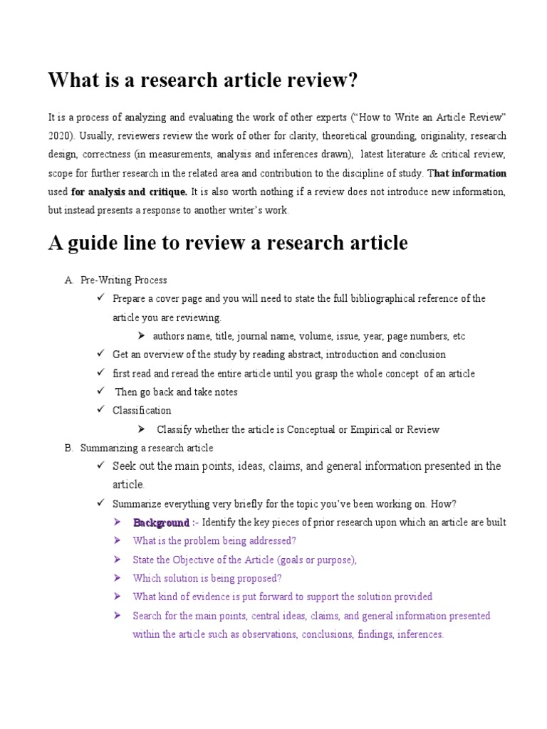 What Is A Research Article Review Pdf