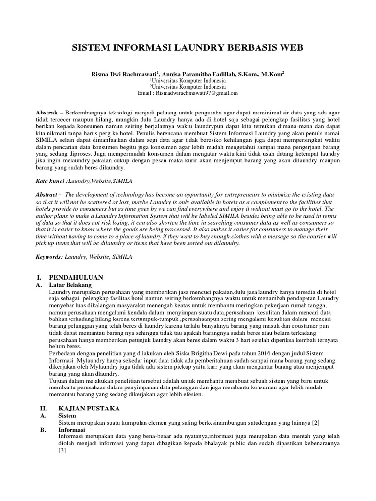 Sistem Informasi Laundry Web | PDF | Bisnis | Komputer