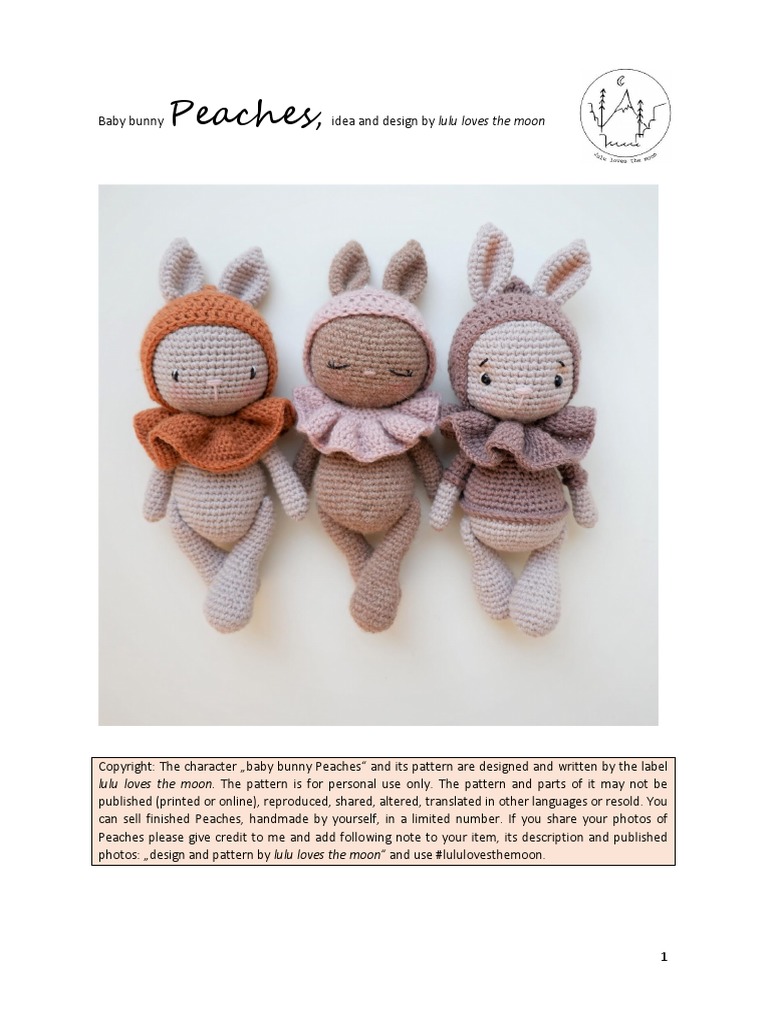 Lulu's Baby Bunny Peaches Crochet Pattern | PDF | Crochet | Yarn