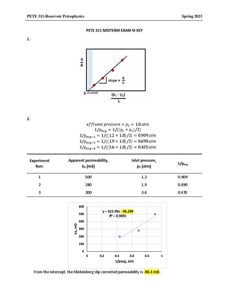 PETE 311 Midterm Exam 3 Key Spring 2023.pdf | PDF