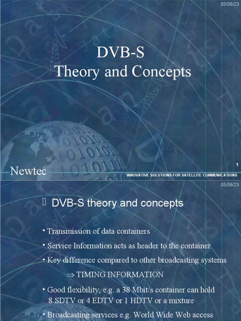 DVB-S Theory and Concepts: Newtec | PDF | Network Packet | Bit Rate