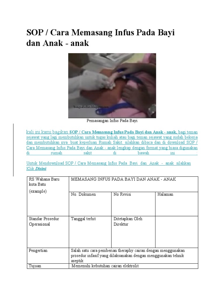 Sop Pasang Infus Bayi | PDF