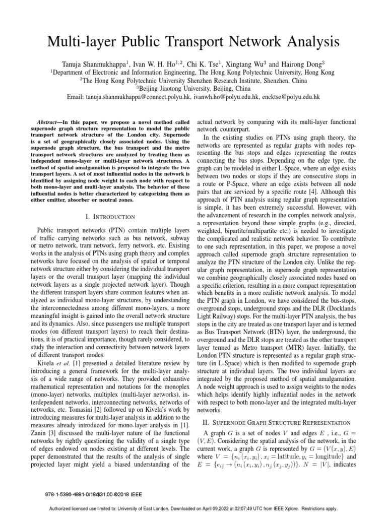 Multi-Layer Public Transport Network Analysis PDF | PDF