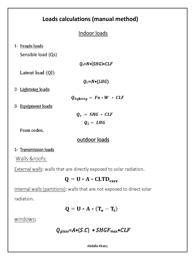 Loads Calculations Manual-1 | PDF