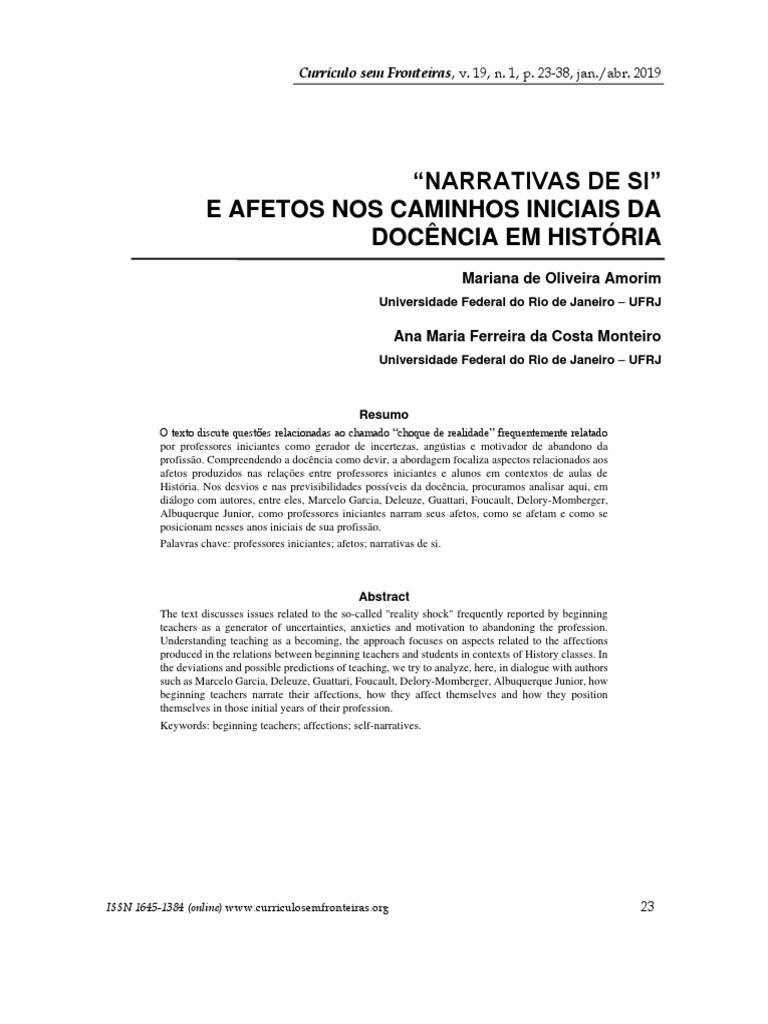 TEXTO 05 - Narrativas de Si e Afetos No Ensino de História PDF | PDF