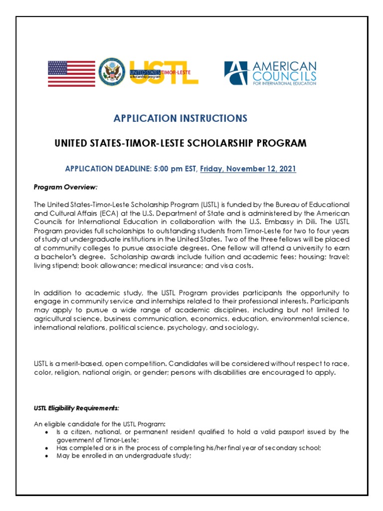 USTL Scholarship Application Guide | PDF