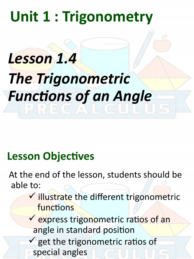 Lesson 1 4 Circular Functions Pdf Trigonometry Trigonometric