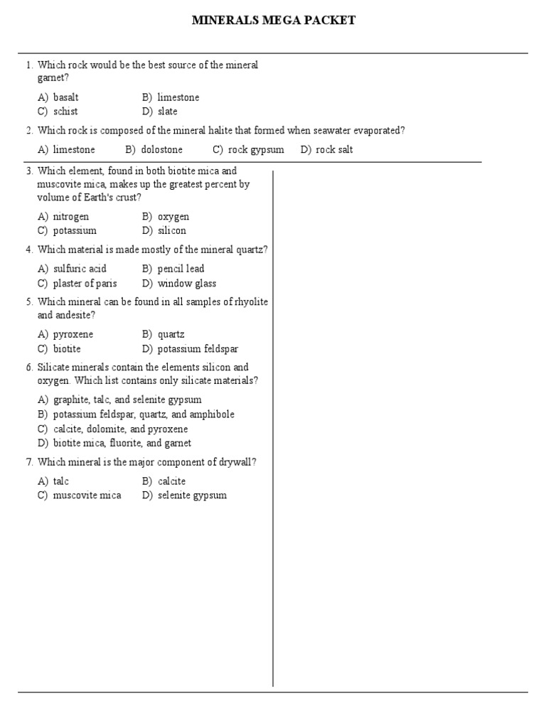 Minerals Mega Packet: Rocks and Minerals Identification Guide | PDF ...