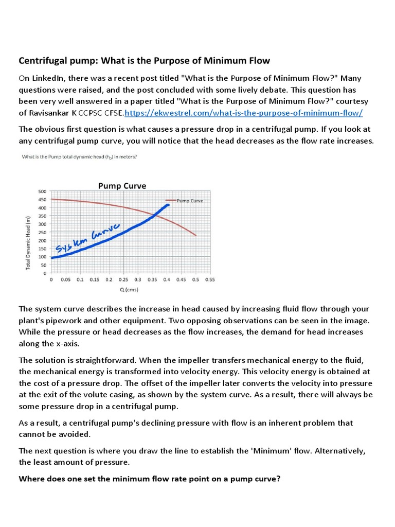Centrifugal Pump - What Is The Purpose of Minimum Flow | PDF | Pump | Mechanics