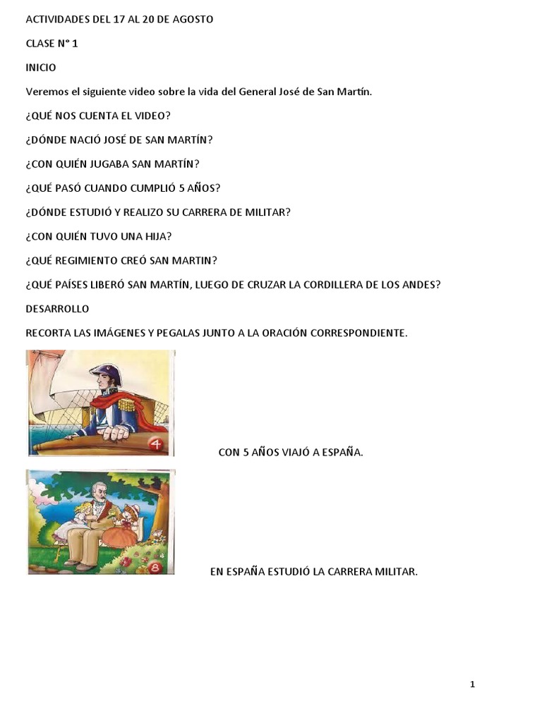 Actividades Del 17 Al 20 de Agosto Imprimir | PDF