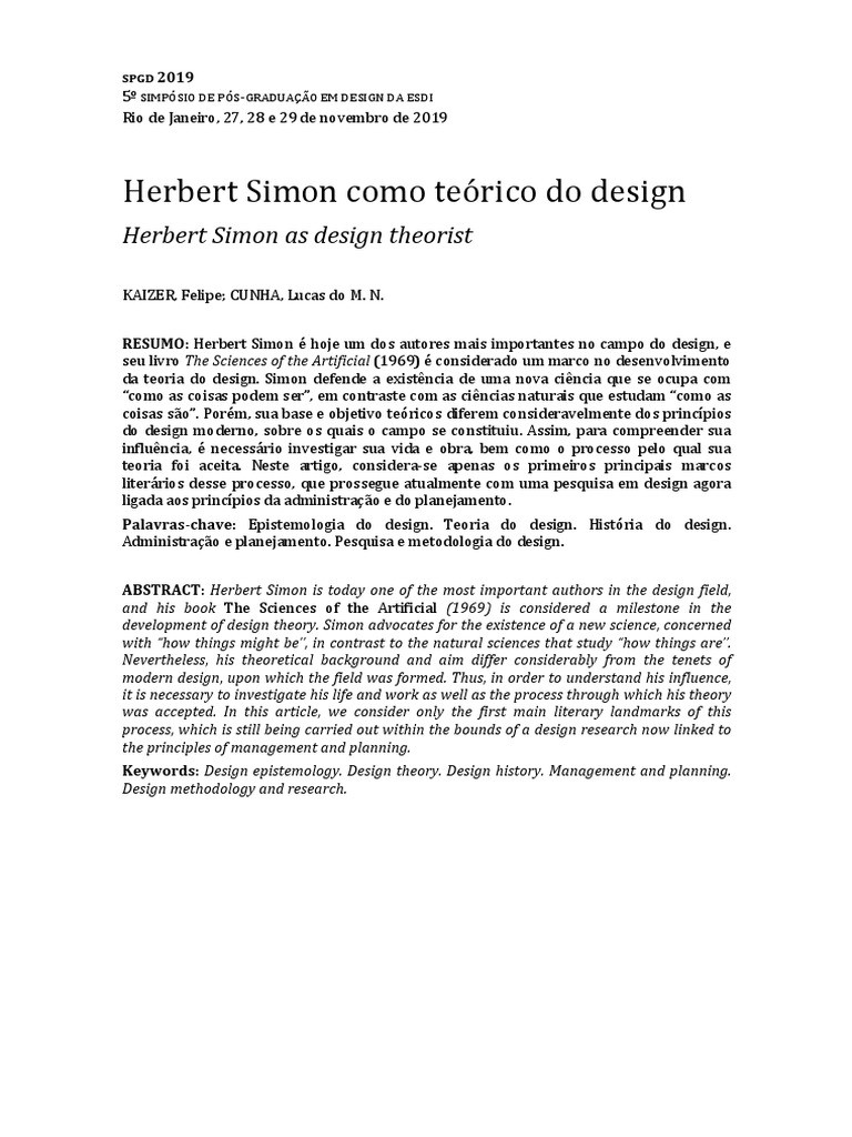 Herbert Simon Como Teorico Do Design | PDF | Science | Esboço
