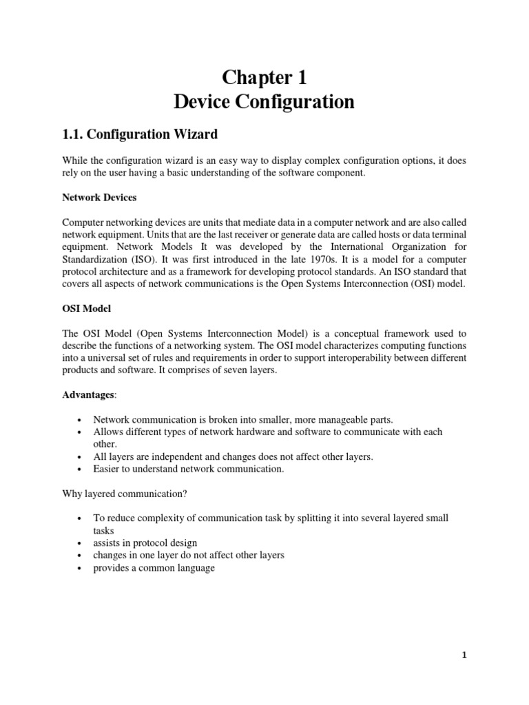 Chapter 1 Device Configuration PDF | PDF | Computer Network | Osi Model