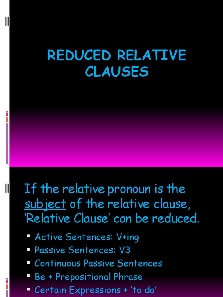 REDUCED RELATIVE CLAUSES Do | PDF
