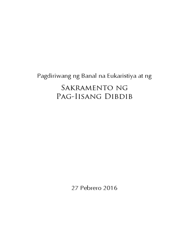Liturhiya para Sa Pag Iisang Dibbib Compress | PDF