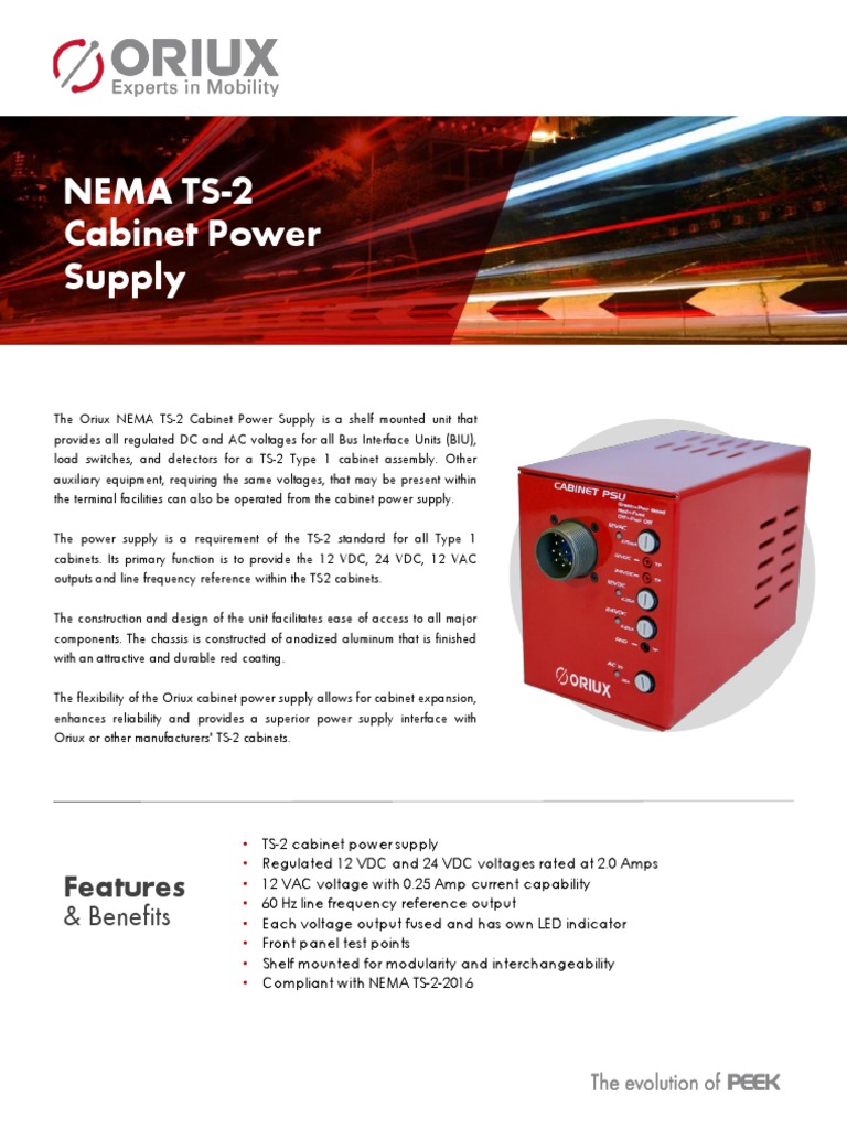 NEMA TS Cabinet Power Supply Oriux | PDF