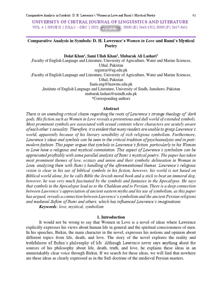 D. H. Lawrence's Women in Love and Rumi's Mystical Poetry | Download ...