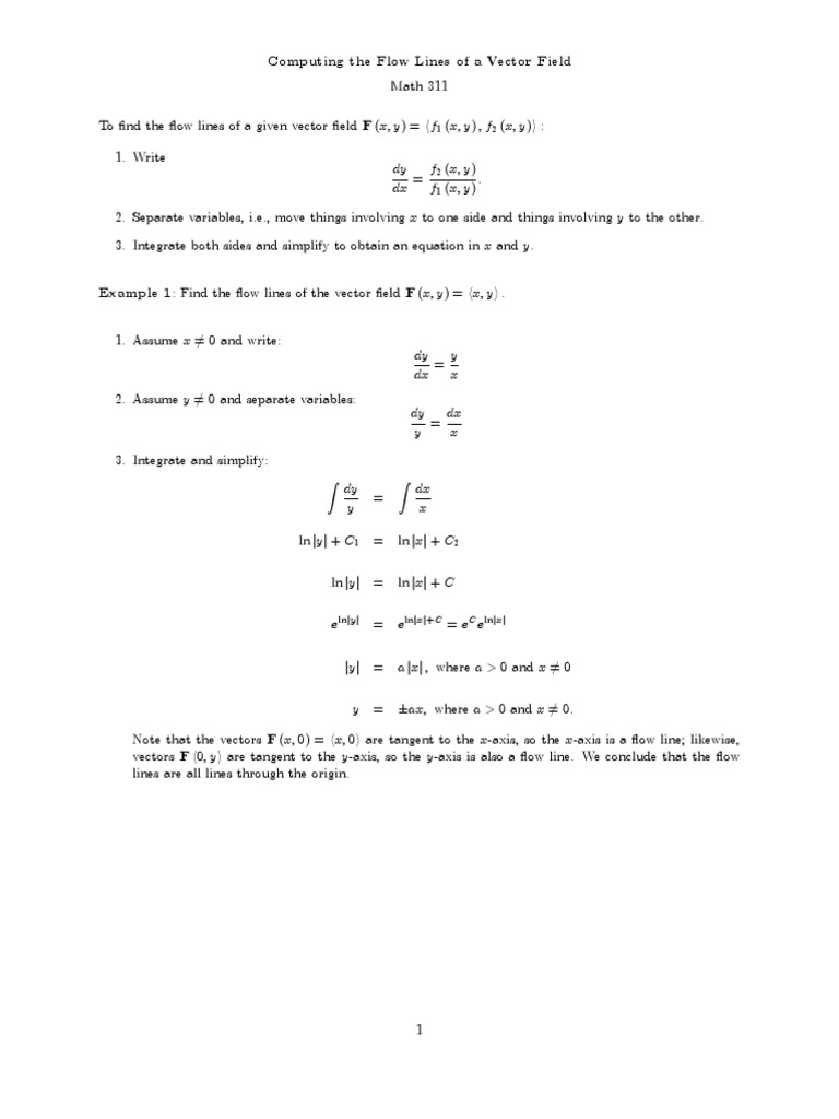 Flow Lines | PDF | Equations | Differential Geometry