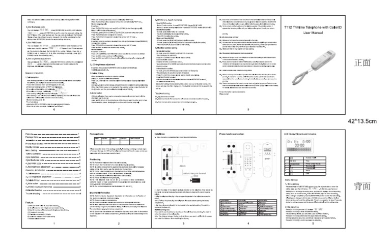 T112 Telephone CallID User Manual | PDF