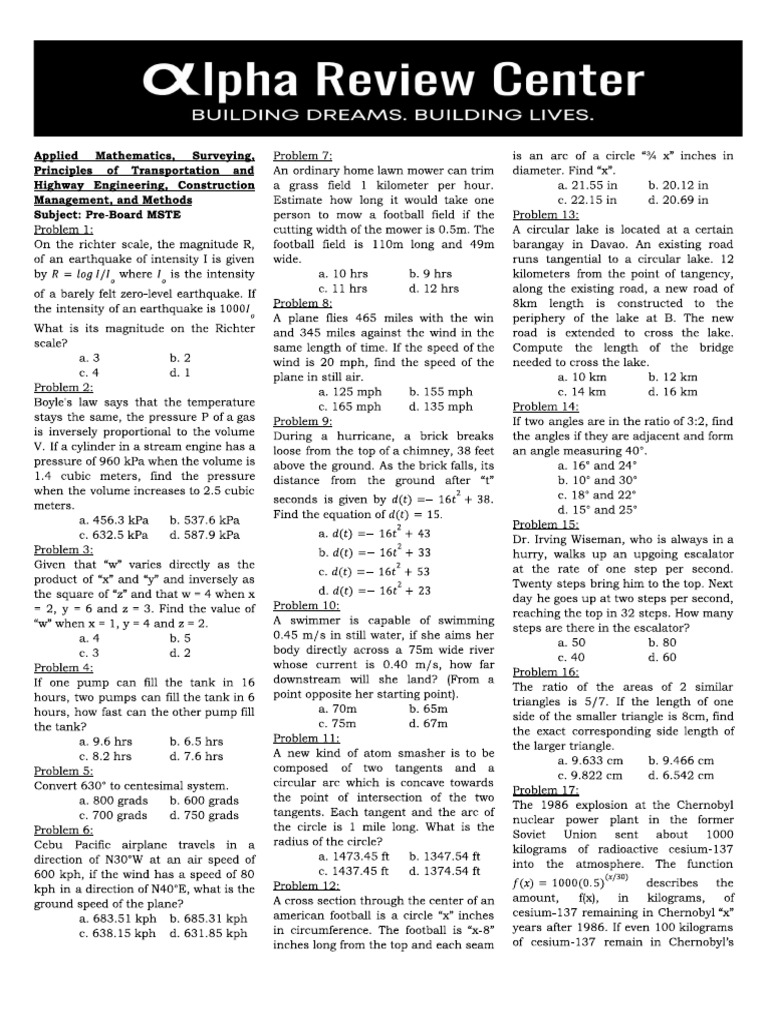 Pre Board MSTE PDF | PDF